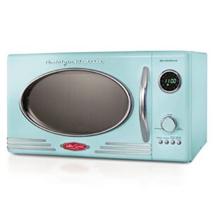 retro microwave oven -.9 cu. ft. aqua auto shut off