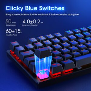 RisoPhy Mechanical Gaming Keyboard, RGB 104 Keys Ultra-Slim LED Backlit USB Wired Keyboard with Blue Switch, Durable ABS Keycaps/Anti-Ghosting/Spill-Resistant for PC Mac Xbox Gamer