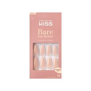 KISS Bare But Better TruNude Fake Nails Nude Nail Shades Manicure Set, Nude Drama', 28 Chip Proof, Smudge Proof Glue-On Nails