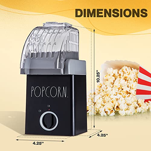 Hot Air Popcorn Making Machine, One Touch Easy to Use Fast Popping Popcorn Maker, Movie Theater Style Popcorn, 2 oz Capacity, With Removable Cover, Labeled "POPCORN" by Rae Dunn (Black)