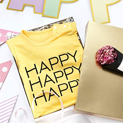 HAPPY POTATO Gift Boxes with Lids 11x8.5x1.5 Inches Gold Shirt Boxes Gift Boxes for Clothes Gift Wrap Boxes (Grain Texture Gold, Pack of 12)