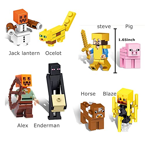 UputCook 16-Pack Minecraft Figures |1.65 Inches Minecraft Stitching Set Toys| Educational Toy Set for Children Boys and Girls