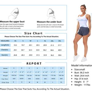 Women’s Racerback Workout Tank Tops with Built in Bra Sleeveless Running Yoga Shirts Slim Fit (Medium, White)