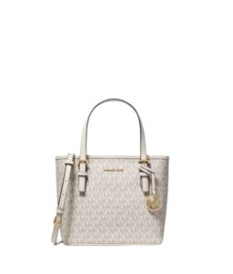 michael kors xs carry all jet set travel womens tote (light cream multi)