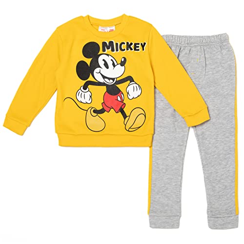 Disney Mickey Mouse Infant Baby Boys Fleece Pullover Sweatshirt and Pants Set Grey/Yellow 12 Months