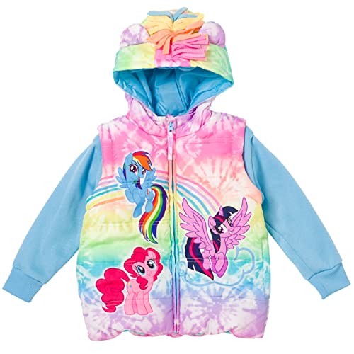 My Little Pony Twilight Sparkle Pinkie Pie Rainbow Dash Toddler Girls Zip Up Vest 2fer Jacket Tie Dye Multicolor 3T