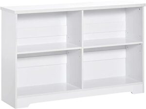 realone industrial storage cube wood bookcase, 2 tier 4 cube open shelf storage cabinet, multipurpose bookshelf, display shelf for office, living room, bedroom, hallway, playroom(white)