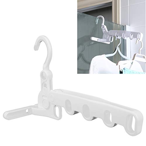 Zerodis Clothes Hanger Rack with 5 Holes, Folding Space Saver Clothing and Closet Rod Storage Organizer for Wall Door Balcony, Portable Household Travel Drying Rack Clothes Rack, White