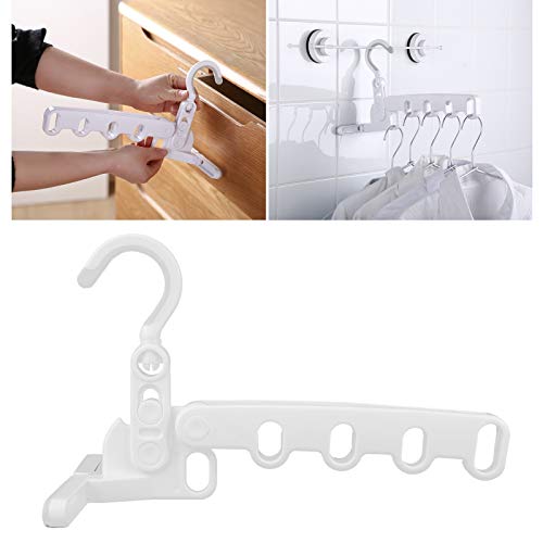 Zerodis Clothes Hanger Rack with 5 Holes, Folding Space Saver Clothing and Closet Rod Storage Organizer for Wall Door Balcony, Portable Household Travel Drying Rack Clothes Rack, White