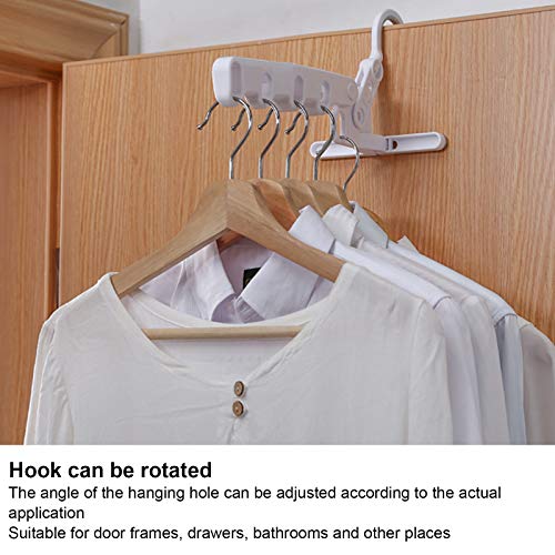 Zerodis Clothes Hanger Rack with 5 Holes, Folding Space Saver Clothing and Closet Rod Storage Organizer for Wall Door Balcony, Portable Household Travel Drying Rack Clothes Rack, White