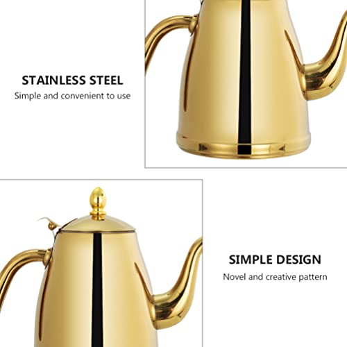 Gooseneck Kettle Stainless Steel Tea Kettle Teapot Water Boiling Kettle Coffee Beverage Pitcher Water Jug for Stovetop Gold 1. 5L