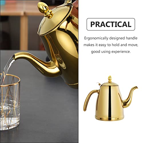 Gooseneck Kettle Stainless Steel Tea Kettle Teapot Water Boiling Kettle Coffee Beverage Pitcher Water Jug for Stovetop Gold 1. 5L