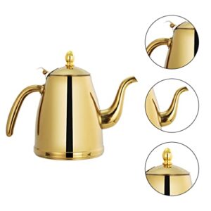 Gooseneck Kettle Stainless Steel Tea Kettle Teapot Water Boiling Kettle Coffee Beverage Pitcher Water Jug for Stovetop Gold 1. 5L