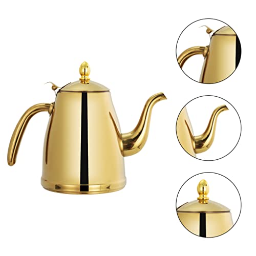 Gooseneck Kettle Stainless Steel Tea Kettle Teapot Water Boiling Kettle Coffee Beverage Pitcher Water Jug for Stovetop Gold 1. 5L