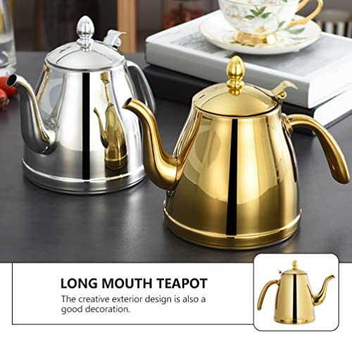 Gooseneck Kettle Stainless Steel Tea Kettle Teapot Water Boiling Kettle Coffee Beverage Pitcher Water Jug for Stovetop Gold 1. 5L