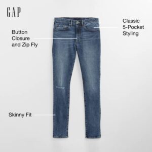 GAP Mens Skinny Fit Jeans, Medium Destroy, 38W x 32L US