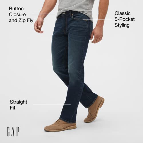 GAP Mens Straight Fit Jeans, True Black, 38W x 30L US