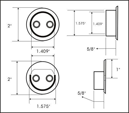 QCAA Heavy Duty Solid Metal Closet Rod Socket Set, 1-3/8'', Matte White, 1 Pair, Made In Taiwan