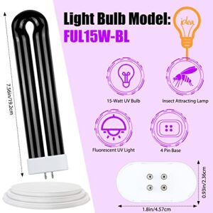 Zapper Light Bug Zapper Replacement Bulbs Insect Attracting Lamp FUL15W BL U Shaped Twin Tube Fluorescent UV Lamp 7.56 x 1.80 x 0.93 inch (Black,4 Pieces)