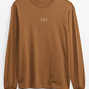 GAP Mens Relaxed Fit Long Sleeve Logo T-Shirt Bright Brown