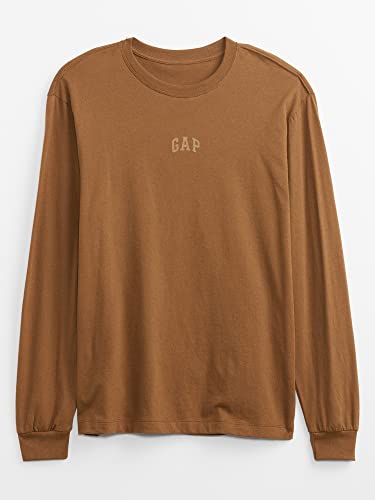 GAP Mens Relaxed Fit Long Sleeve Logo T-Shirt Bright Brown