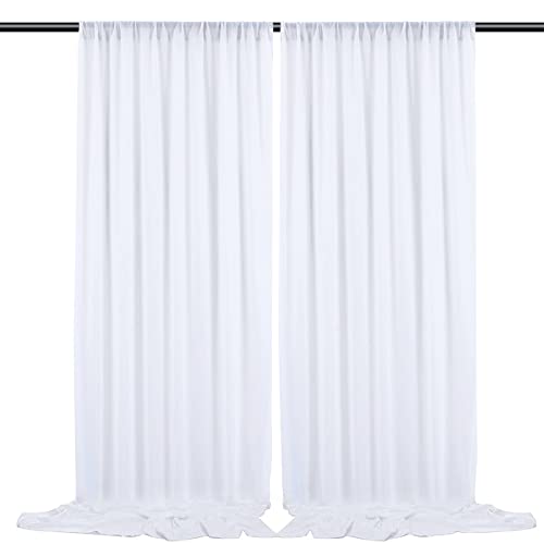 White Drapes Backdrop Decorations - 2 Panels 4.9ftx10ft Sheer Chiffon Curtain Backdrop Drapes Wedding Party Curtain Decoration