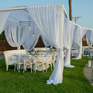 White Drapes Backdrop Decorations - 2 Panels 4.9ftx10ft Sheer Chiffon Curtain Backdrop Drapes Wedding Party Curtain Decoration