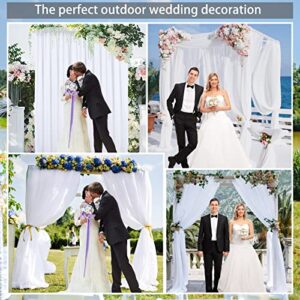 White Drapes Backdrop Decorations - 2 Panels 4.9ftx10ft Sheer Chiffon Curtain Backdrop Drapes Wedding Party Curtain Decoration