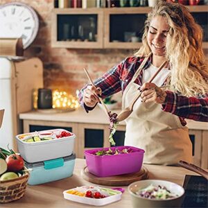 Caperci Large Salad Container for Lunch - Better Adult Bento Lunch Box 68 oz, 5-Compartment Tray, 2pcs 3-oz Sauce Cups, Stackable, BPA-Free (Gray)