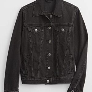 GAP womens Icon Denim Jacket, Black Alpine, Medium US