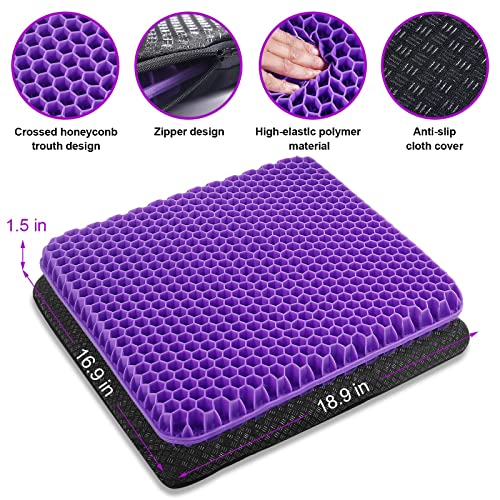 HozYi Gel Seat Cushion, Seat Cushion, Breathable - Sit Longer, Back, Gel Seat Cushion for Wheelchair Cushion, Office Chair, Car, Long Travel