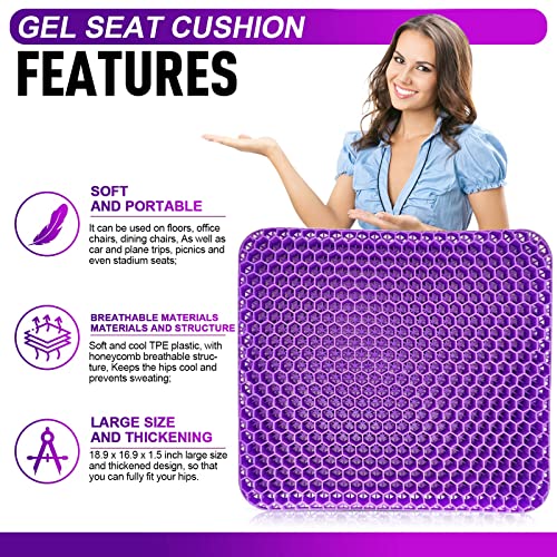 HozYi Gel Seat Cushion, Seat Cushion, Breathable - Sit Longer, Back, Gel Seat Cushion for Wheelchair Cushion, Office Chair, Car, Long Travel