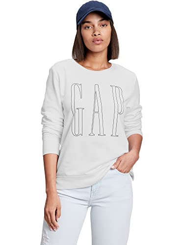 GAP womens Logo Crew Hooded Sweatshirt, White000, Large US