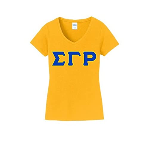 Sigma Gamma Rho Lettered V-Neck Tee 3X-Large Gold