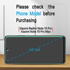 Slanku [3-Pack] Screen Protector for Xiaomi Redmi Note 10 Pro, Note 10 Pro Max Tempered Glass, 9H Hardness, AntiScratch, Bubble-Free, Case Friendly