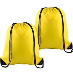 kuuqa 2 pcs yellow drawstring backpack drawstring bag bulk sports cinch bags string backpack storage bags for gym traveling