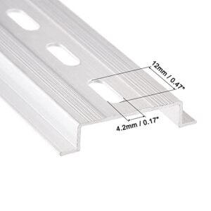 MECCANIXITY DIN Rail Slotted Aluminum Mounting Guide 300mm Long 35mm Wide 7.5mm High Silver Tone Pack of 5