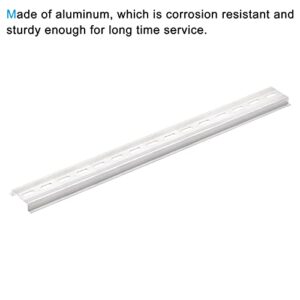 MECCANIXITY DIN Rail Slotted Aluminum Mounting Guide 300mm Long 35mm Wide 7.5mm High Silver Tone Pack of 5