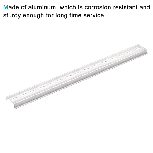 MECCANIXITY DIN Rail Slotted Aluminum Mounting Guide 300mm Long 35mm Wide 7.5mm High Silver Tone Pack of 5