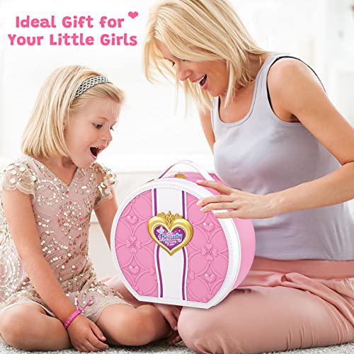 Portable Princess Vanity with Magic Mirror, Kids Makeup Vanity & Styling Tools, Lights and Sounds, Girls Toys Gifts for 3-12 Year Old Kids Toddler Birthday Gift