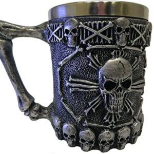 Classic Stainless Steel Reusable Insulated Viking Skull Cups Novelty Coffee Mugs for Women and Beer Mug for Men 14oz with Handles for Tea Milk Coffee Drinking &Halloween Bar Drinkware Gift,Party Cup