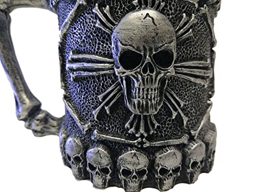 Classic Stainless Steel Reusable Insulated Viking Skull Cups Novelty Coffee Mugs for Women and Beer Mug for Men 14oz with Handles for Tea Milk Coffee Drinking &Halloween Bar Drinkware Gift,Party Cup