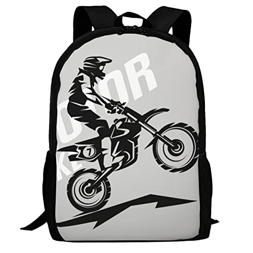 Sdfsdby Motorcycle Backpacks for Men Boys, Dirt Bike School Book Bag Travel Hiking Camping Daypack Rucksack Outdoor Travel Laptop Daypack