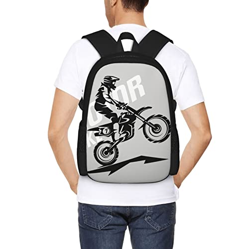 Sdfsdby Motorcycle Backpacks for Men Boys, Dirt Bike School Book Bag Travel Hiking Camping Daypack Rucksack Outdoor Travel Laptop Daypack