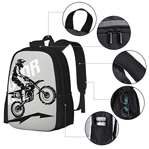 Sdfsdby Motorcycle Backpacks for Men Boys, Dirt Bike School Book Bag Travel Hiking Camping Daypack Rucksack Outdoor Travel Laptop Daypack