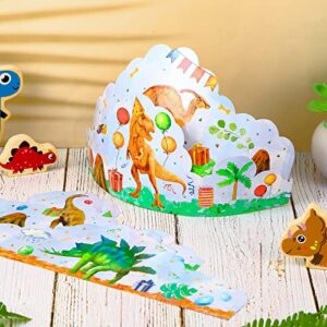 Zhanmai 30 Pcs Dinosaur Party Hats Paper Birthday Party Crowns Dinosaur Paper Hats Theme Party Supplies for Kids Boys Girls, 6 Styles