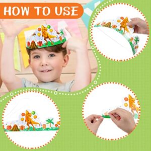 Zhanmai 30 Pcs Dinosaur Party Hats Paper Birthday Party Crowns Dinosaur Paper Hats Theme Party Supplies for Kids Boys Girls, 6 Styles