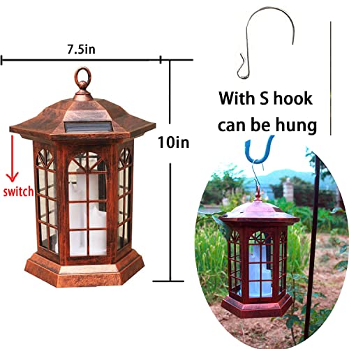 Solar Outdoor Waterproof Hanging Lantern, Garden Decorative Solar Lights PVC Upgrade 3 LED Flickering Flameless Candle Decorative Lights for Garden(Garden Candle)