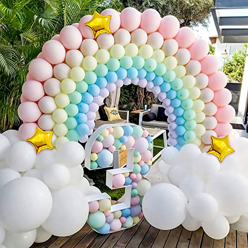 JOYYPOP Pastel Balloon Garland Kit 128pcs Macaron Rainbow Balloon Arch Kit for Baby Shower Birthday Wedding Children's Day Party Decorations