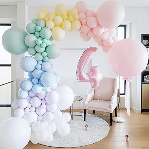 JOYYPOP Pastel Balloon Garland Kit 128pcs Macaron Rainbow Balloon Arch Kit for Baby Shower Birthday Wedding Children's Day Party Decorations